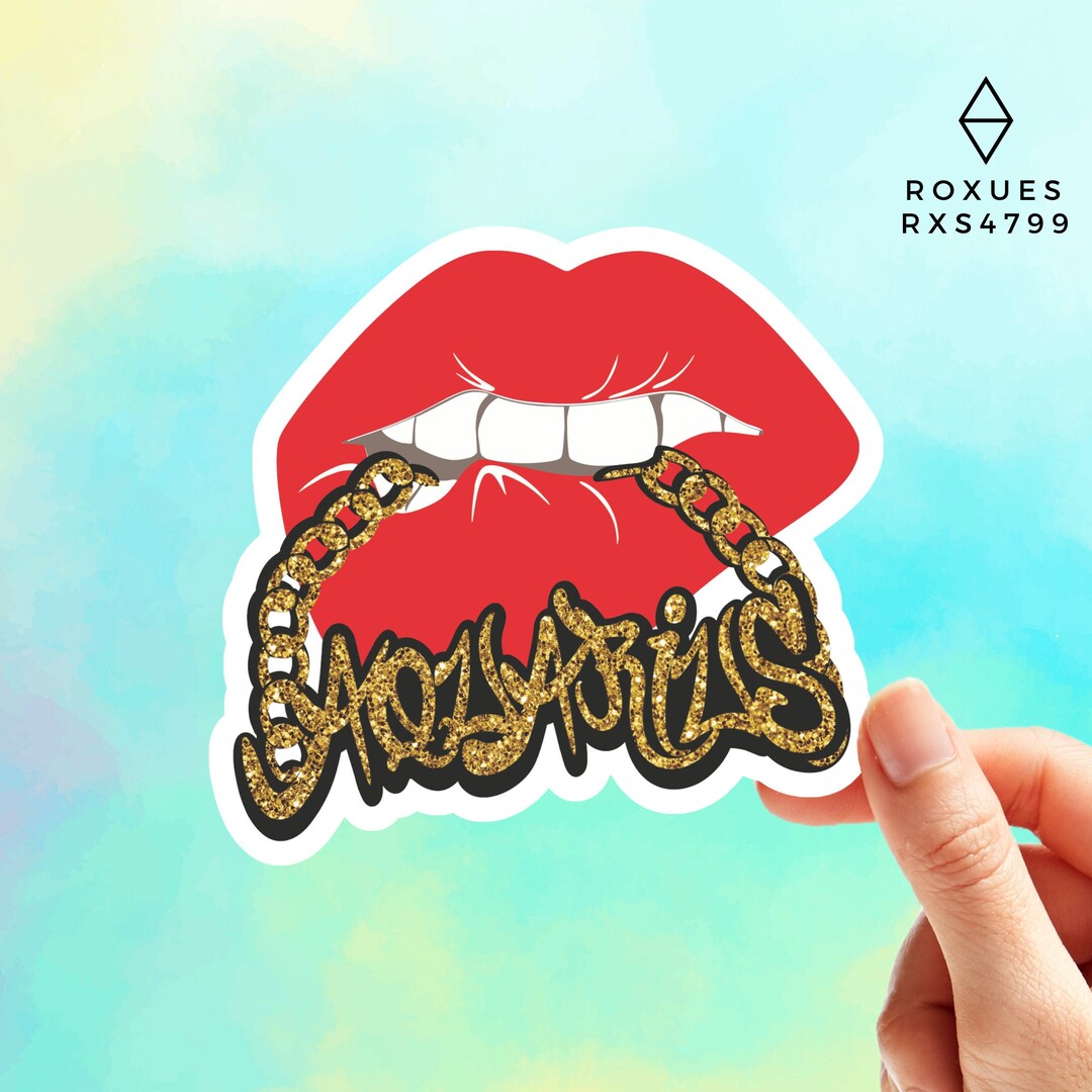 Aquarius Gold Printed Glitter Effect Lips Horoscope, Water Bottle ...