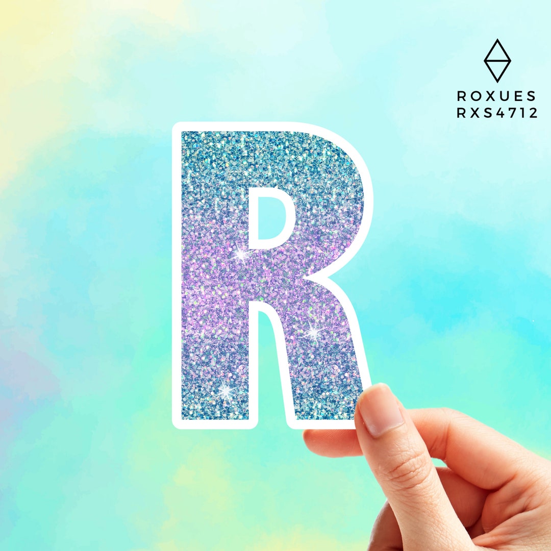 Printed Glitter Effect Letter R Sticker Water Bottle Sticker, Laptop ...