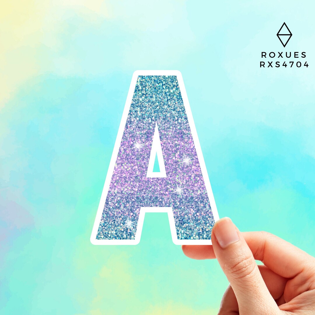 Printed Glitter Effect Letter A Sticker Water Bottle Sticker, Laptop ...