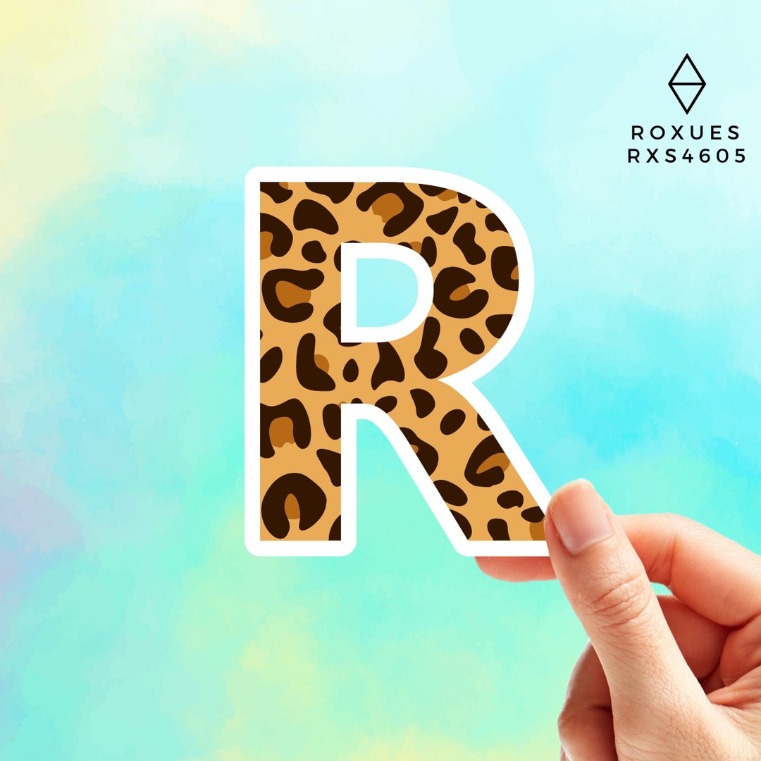 Leopard Print Letter R Sticker, Water Bottle Sticker, Laptop Sticker ...