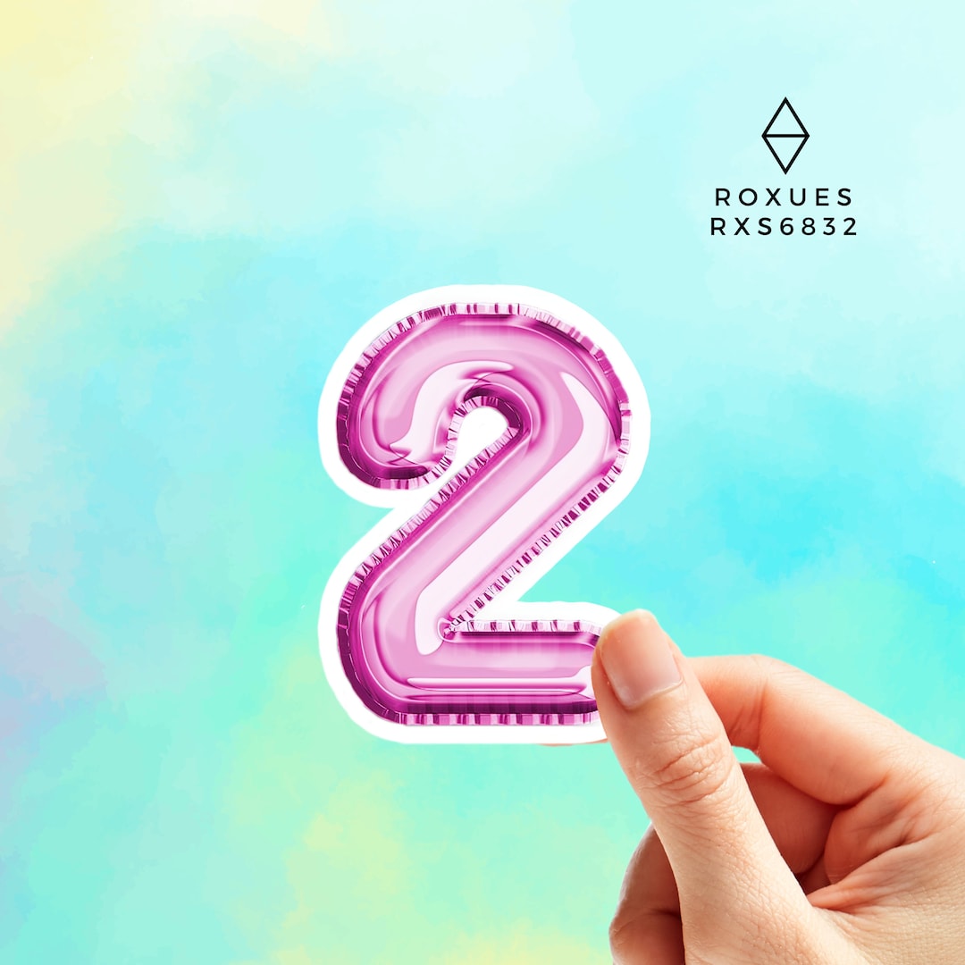 Foil Balloon Number 2 Sticker, Water Bottle Sticker, Laptop Sticker ...