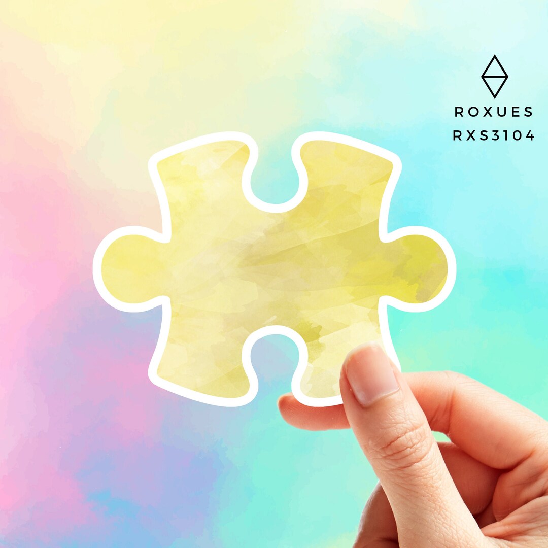 Puzzle Sticker, Puzzle Piece Sticker, Autism Sticker, Watercolor ...