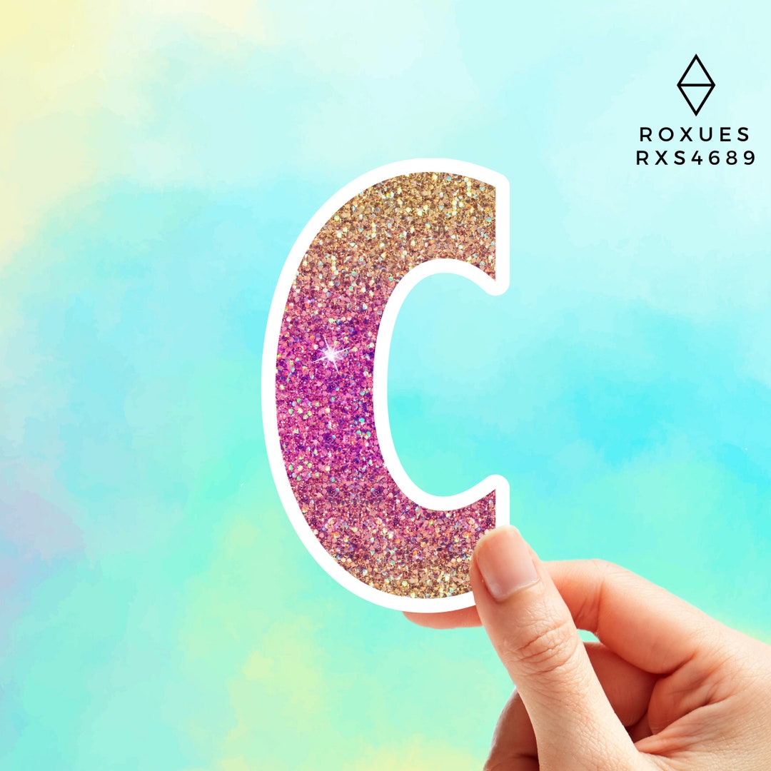 Printed Glitter Effect Letter C Sticker Water Bottle Sticker, Laptop ...