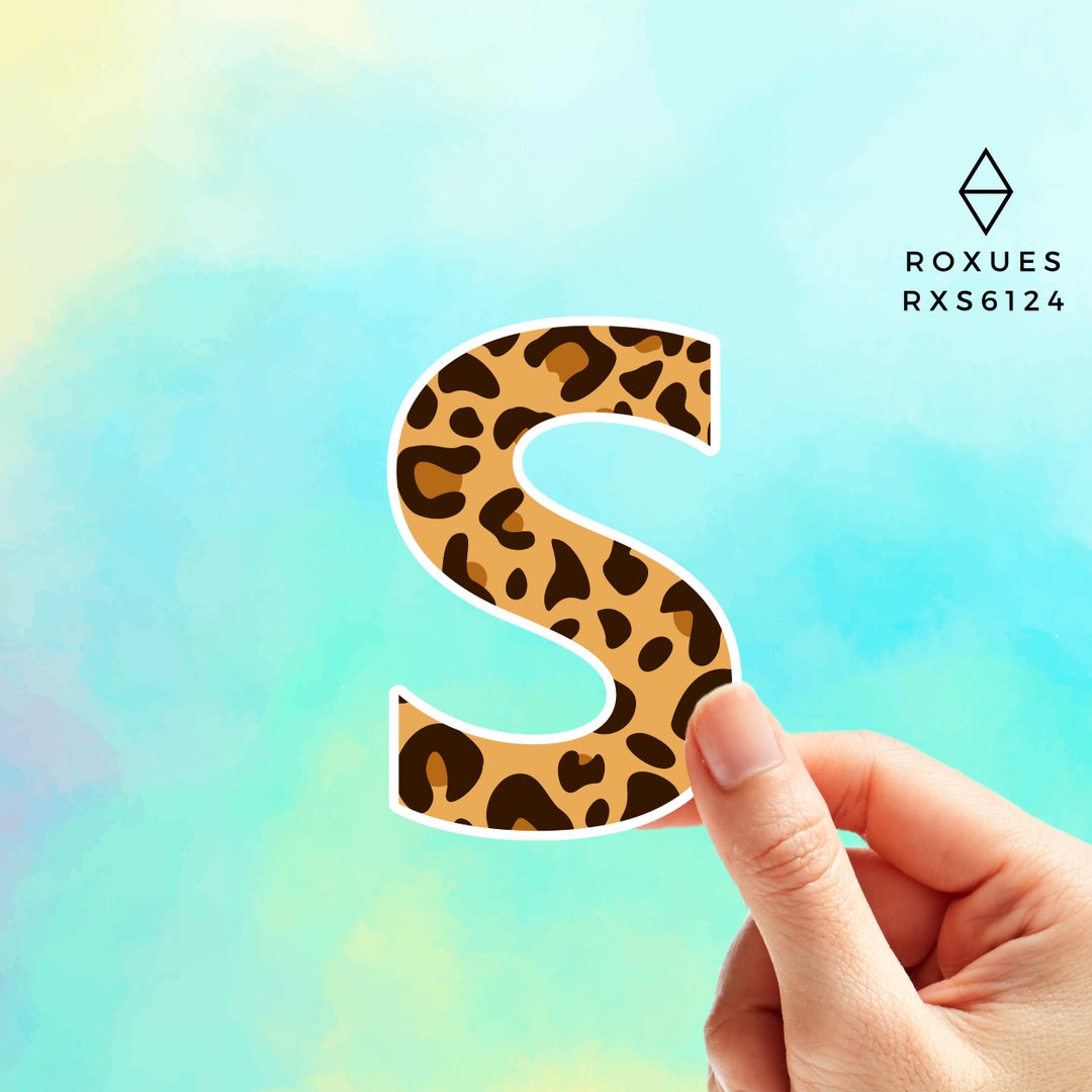 Leopard Print Letter S Sticker, Water Bottle Sticker, Laptop Sticker ...