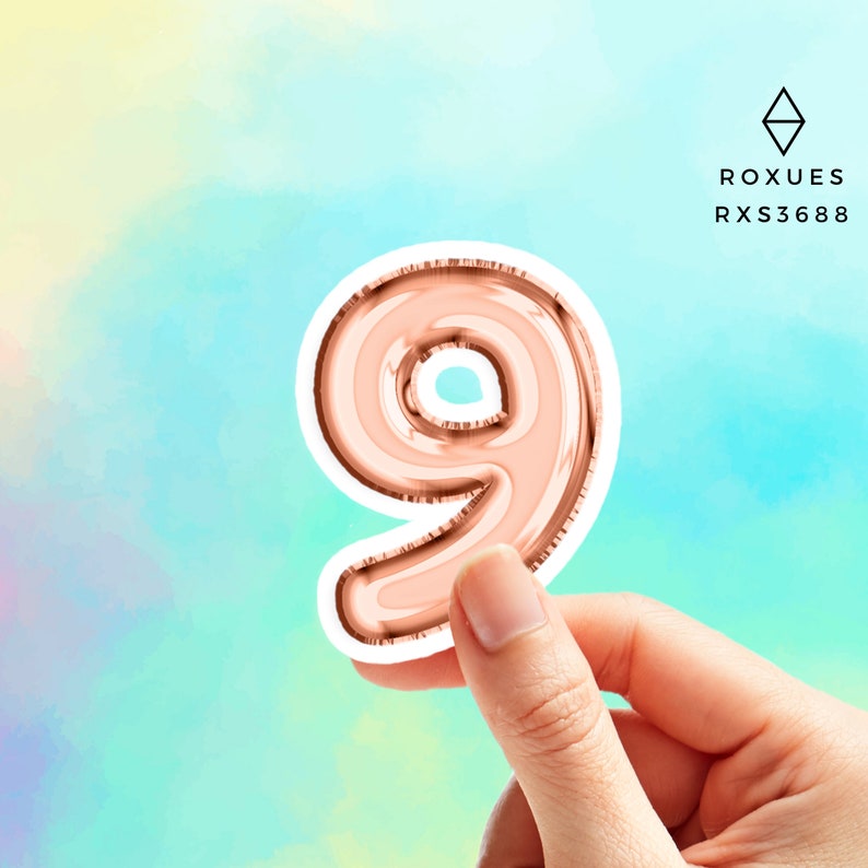 Balloon Number 9 Sticker Water Bottle Sticker Laptop - Etsy