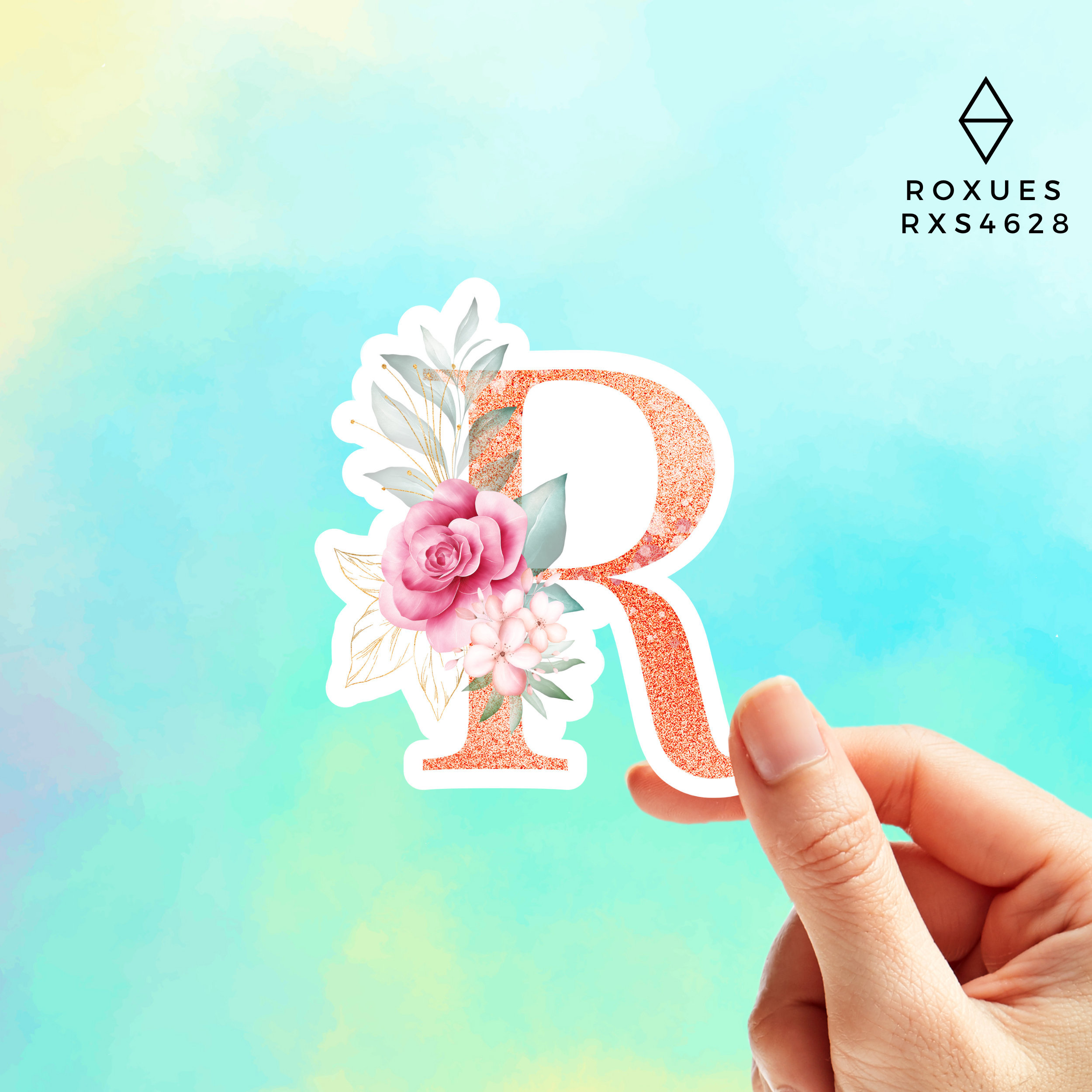 Rose Flower Letters R Sticker Water Bottle Sticker Laptop - Etsy Nederland