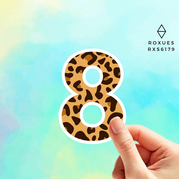 Leopard Print Number 8 Sticker Water Bottle Sticker Laptop - Etsy Australia