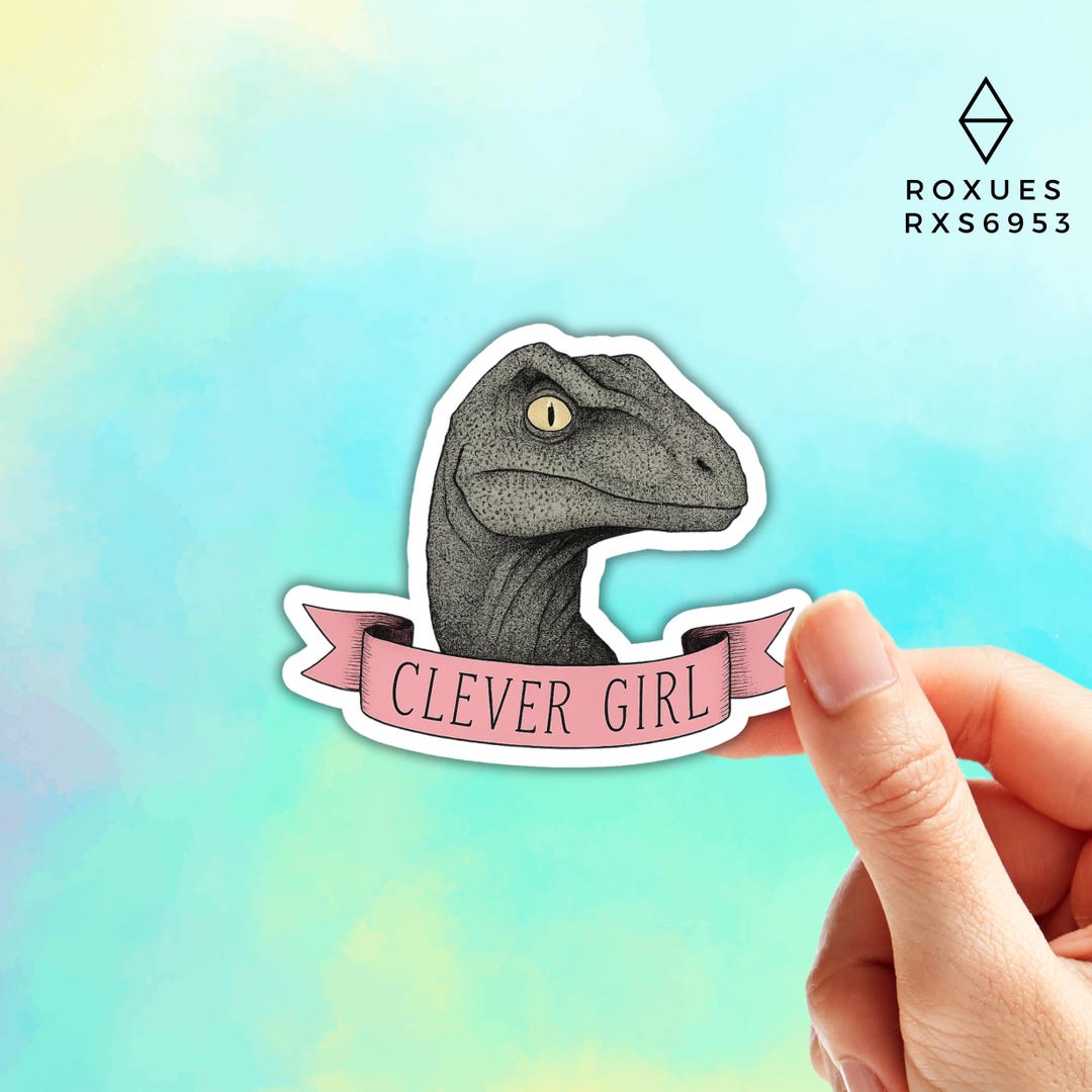 Clever Girl Dinosaur Sticker – Funny Velociraptor Vinyl Decal ...