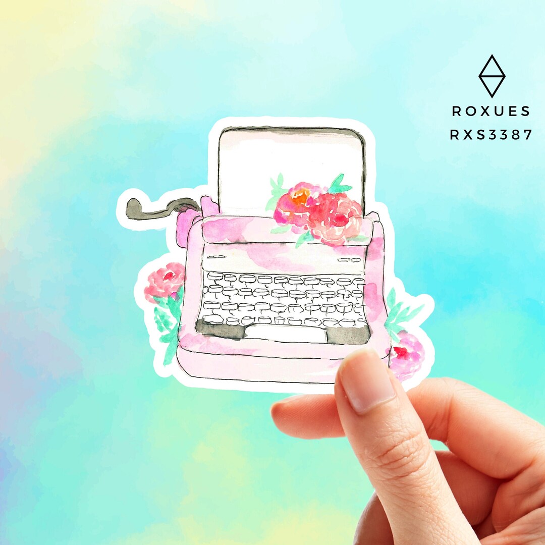 Vintage Typewriter Sticker, Vintage Sticker, Typewriter Sticker, Water ...