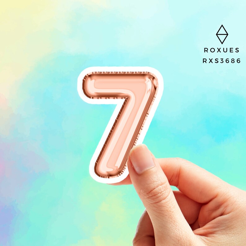 Balloon Number 7 Sticker Water Bottle Sticker Laptop - Etsy
