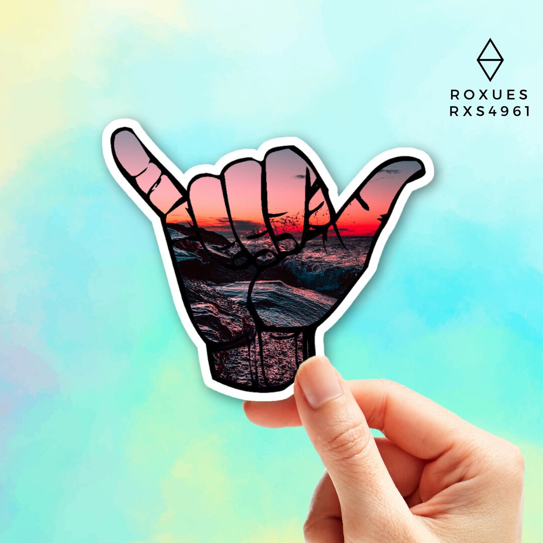 Hang Loose Sunset Sticker, Shaka Hand Sticker, Sunset Sticker, Vinyl ...
