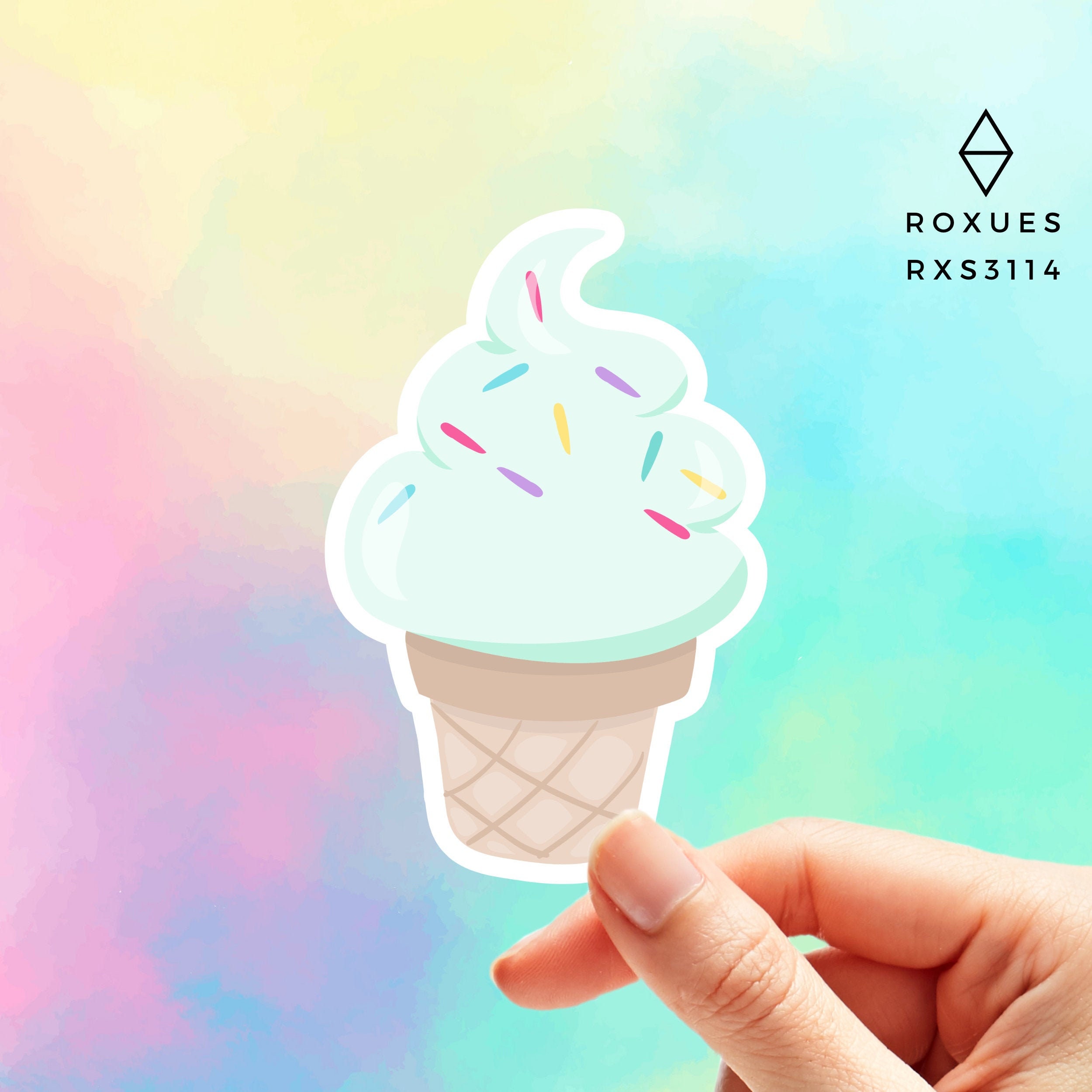 Ice Cream Cone Sticker Vinyl Decal Ice Cream Sundae Candy - Etsy