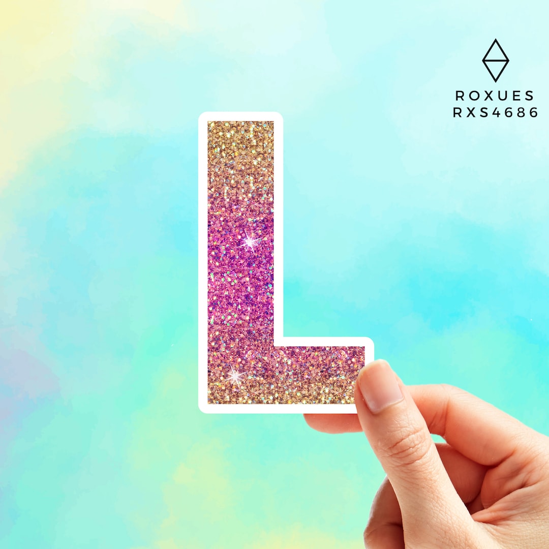Printed Glitter Effect Letter L Sticker Water Bottle Sticker, Laptop ...