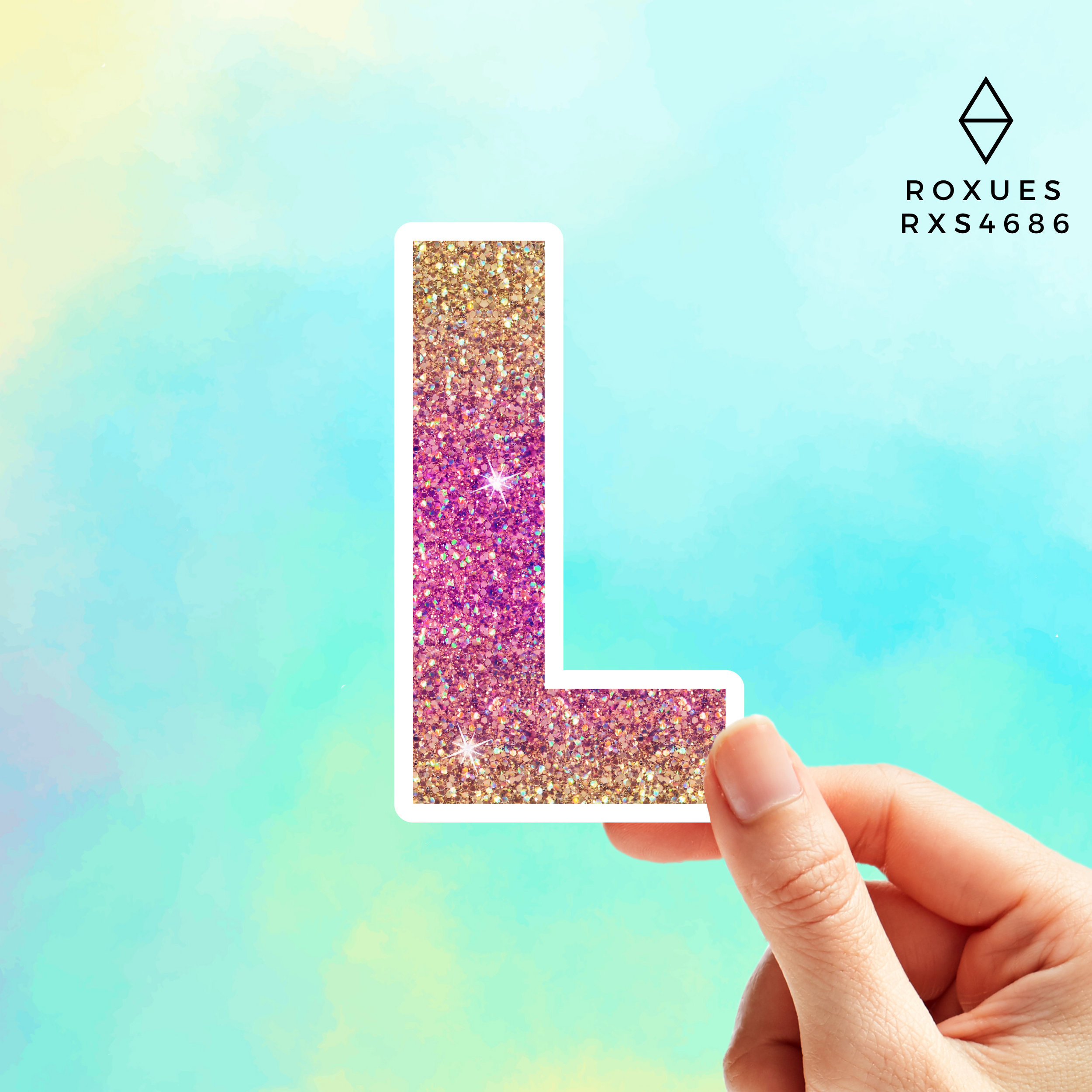 Printed Glitter Effect Letter L Sticker Water Bottle Sticker - Etsy