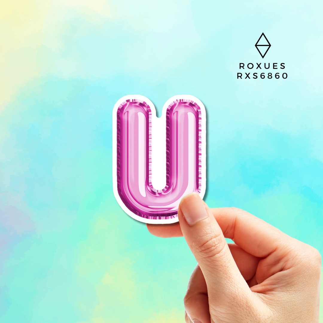 Foil Balloon Letter U Sticker, Water Bottle Sticker, Laptop Sticker ...