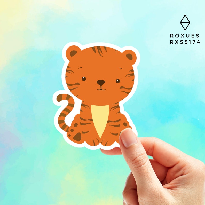 Baby Tiger Stickertiger Clipart Cute Tiger Stickers Water - Etsy