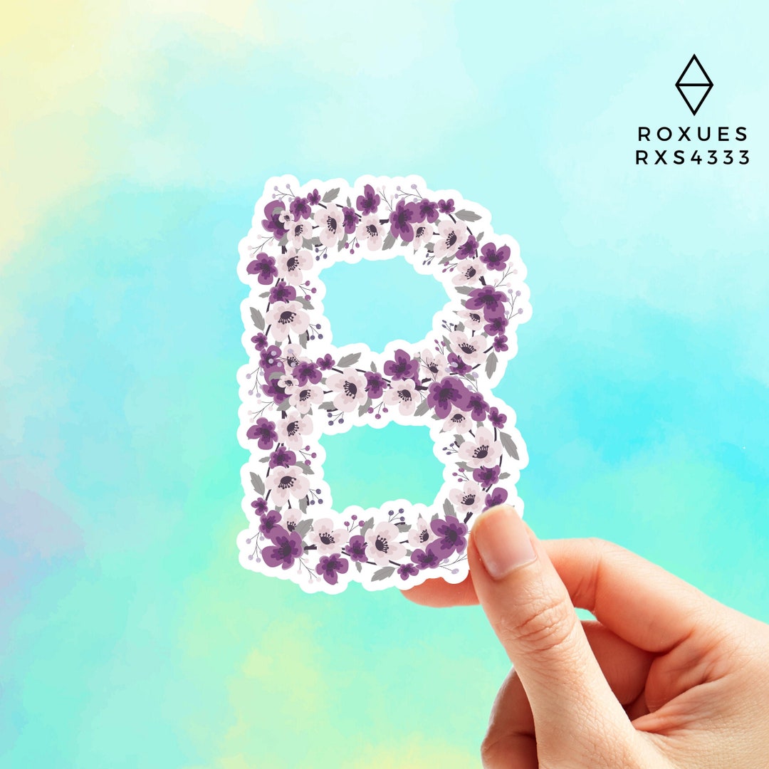 Flower Letters B Sticker, Water Bottle Sticker, Laptop Sticker, Name ...