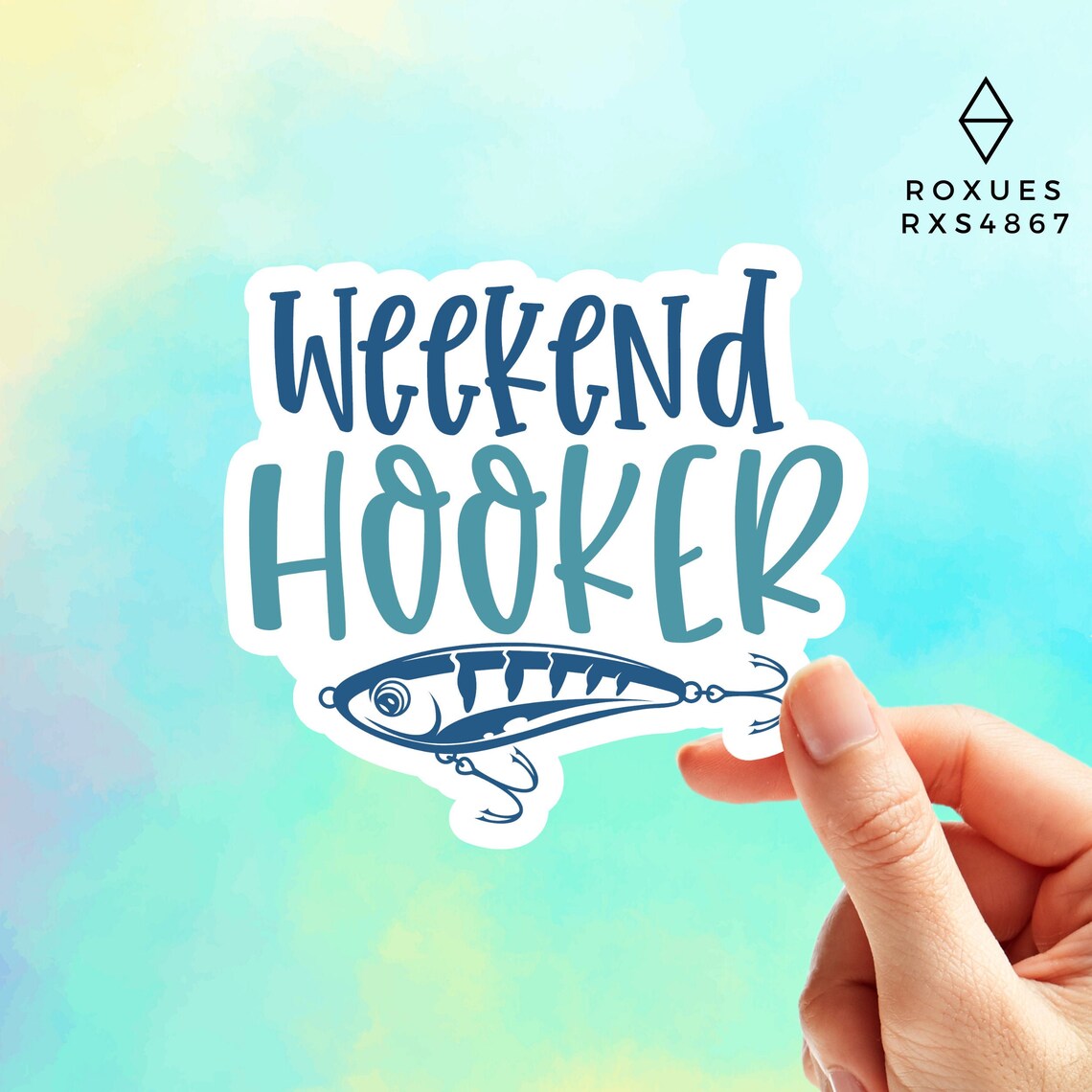Weekend Hooker Sticker Fishing Sticker, Vinyl Sticker, Laptop Sticker ...