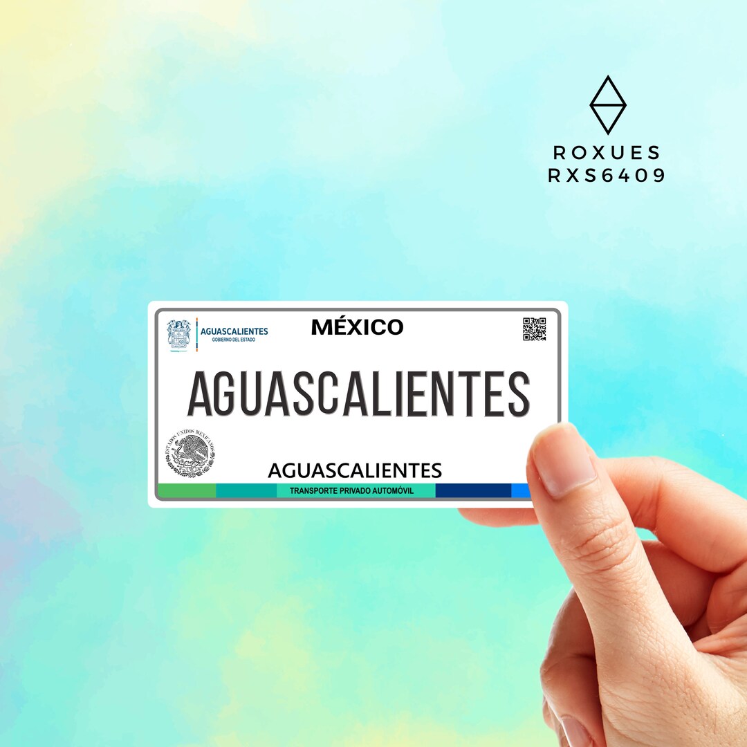 Aguascalientes, Mexican States Plates Sticker, Mexico Sticker, Mexican ...