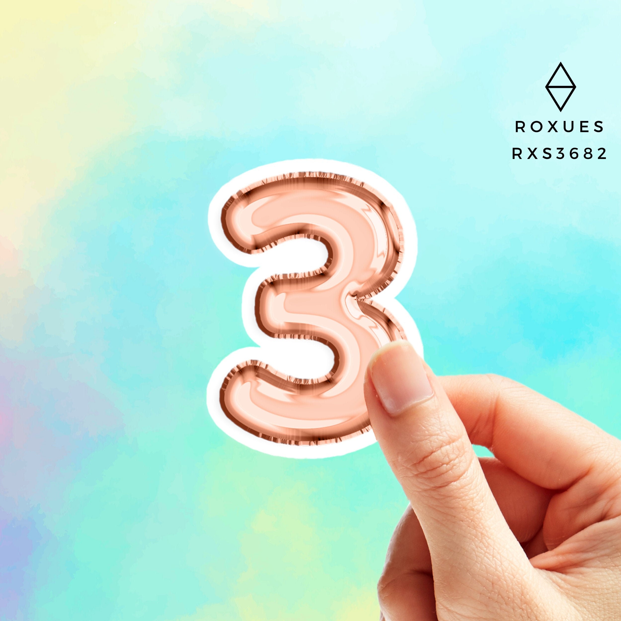 Balloon Number 3 Sticker Water Bottle Sticker Laptop - Etsy