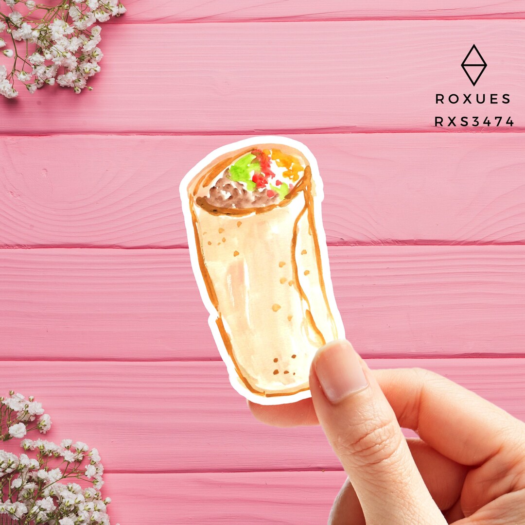 Burrito Mexican Food Sticker, Vinyl Sticker, Mexican Foodie Gift ...