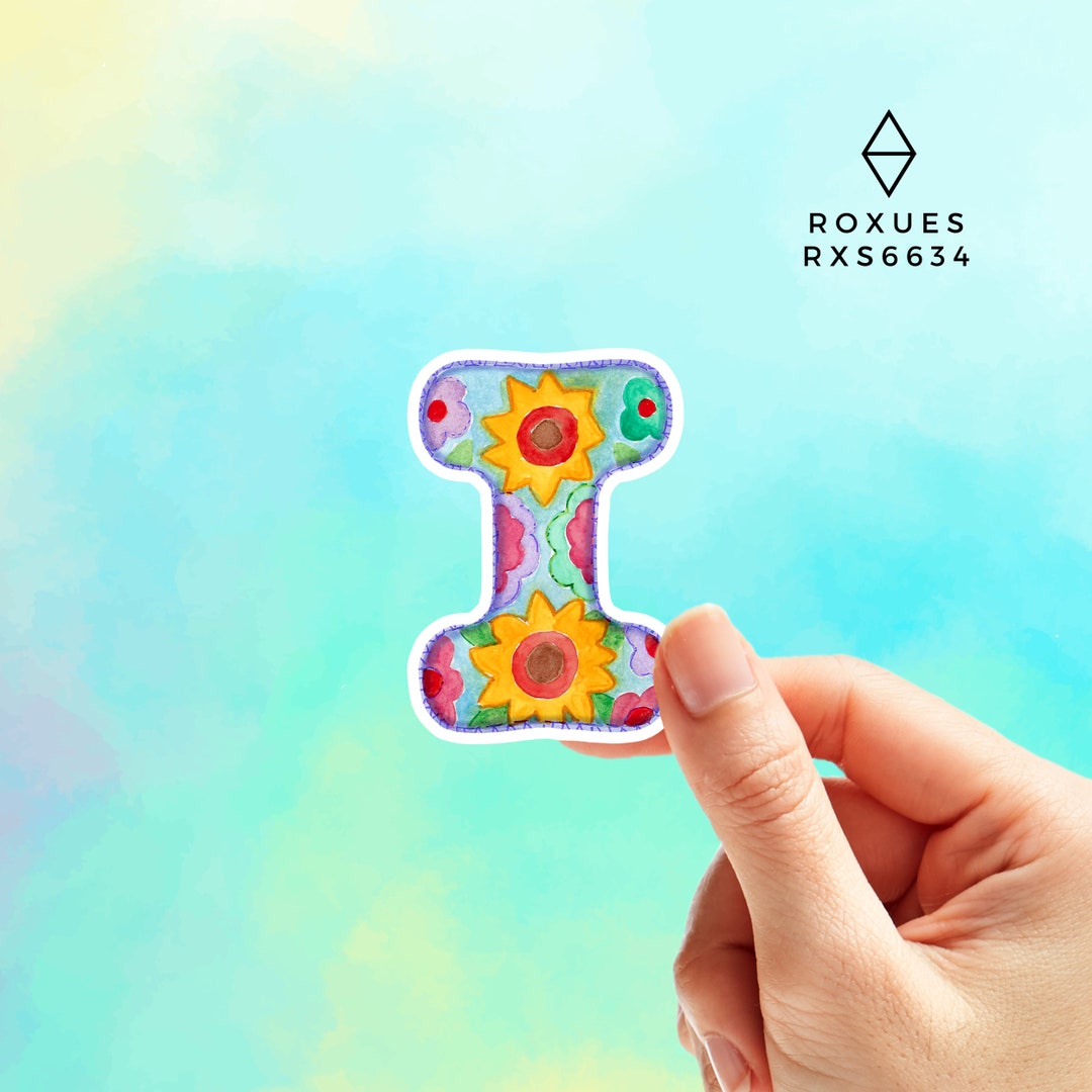 Mexican Embroidery Letter I Sticker, Water Bottle Sticker, Laptop ...