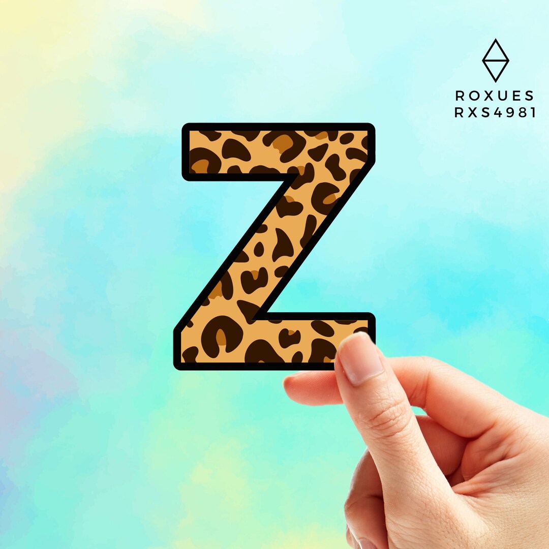 Leopard Print Letter Z Sticker, Water Bottle Sticker, Laptop Sticker ...
