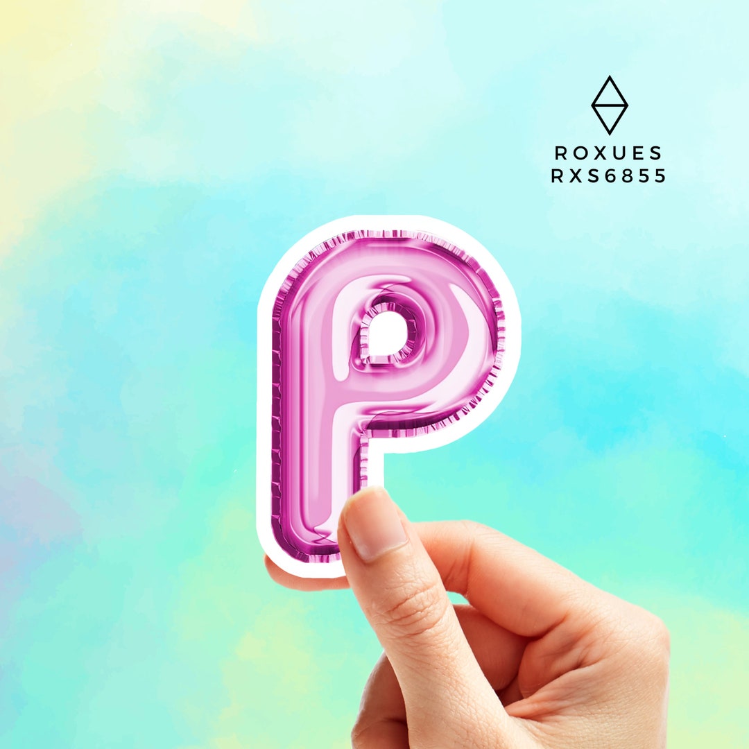 Foil Balloon Letter P Sticker, Water Bottle Sticker, Laptop Sticker ...