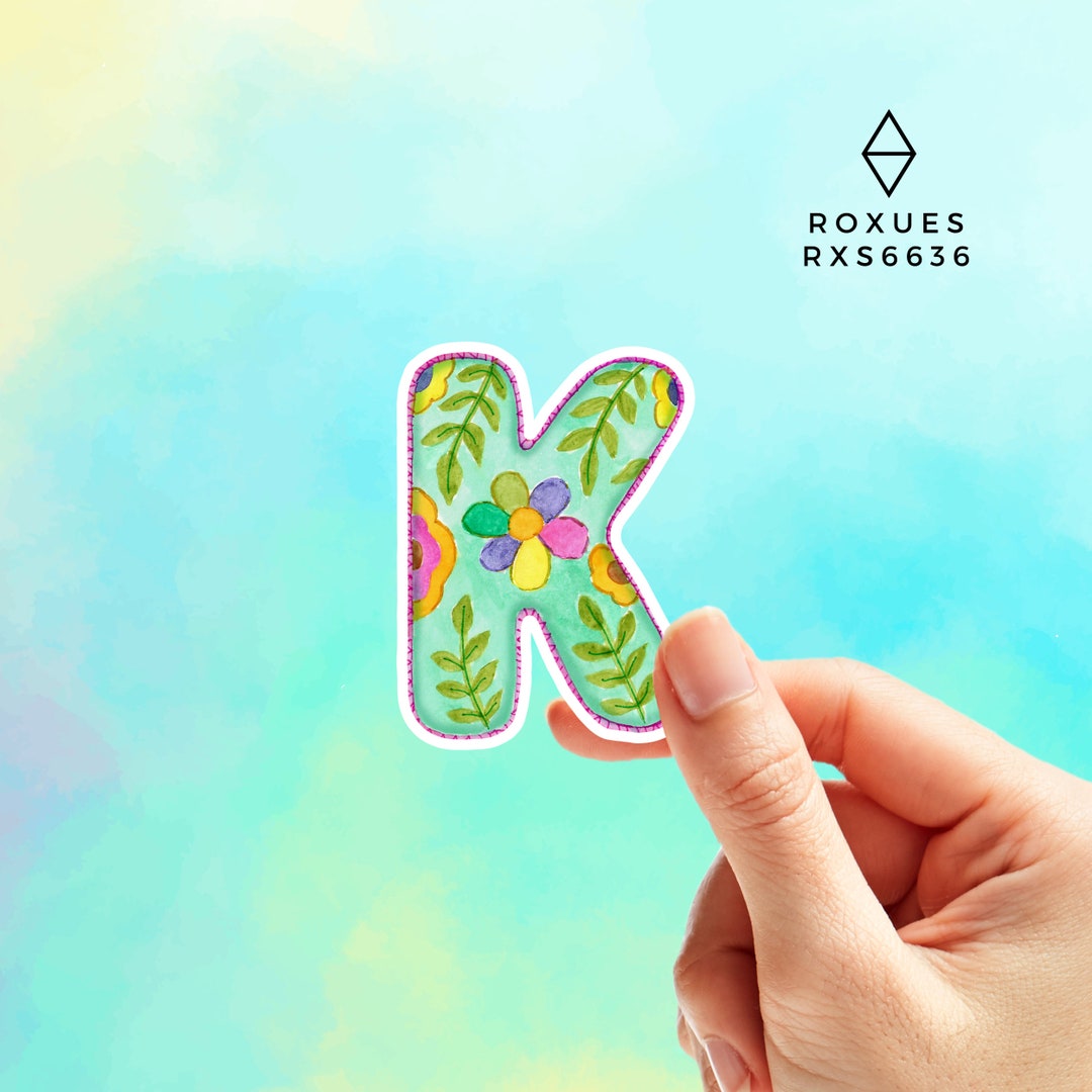Mexican Embroidery Letter K Sticker, Water Bottle Sticker, Laptop ...