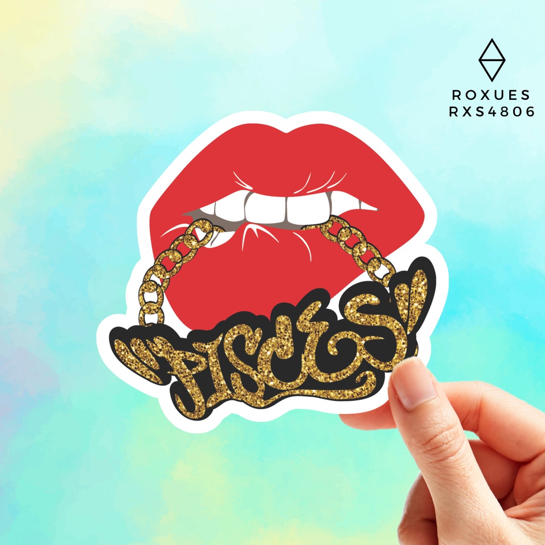Pisces Gold Printed Glitter Effect Lips Horoscope Water Bottle Sticker ...