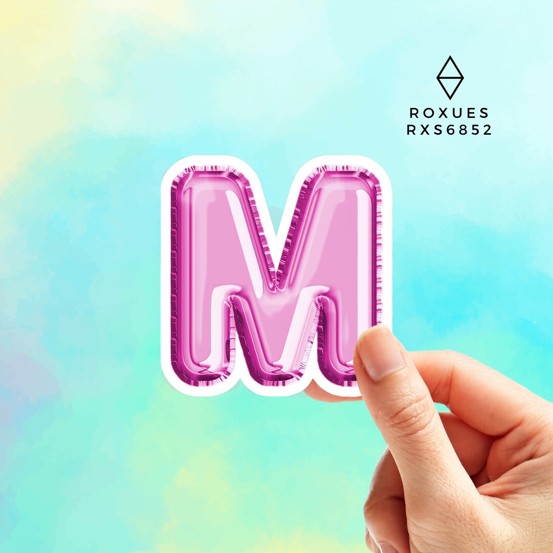 Foil Balloon Letter M Sticker, Water Bottle Sticker, Laptop Sticker ...