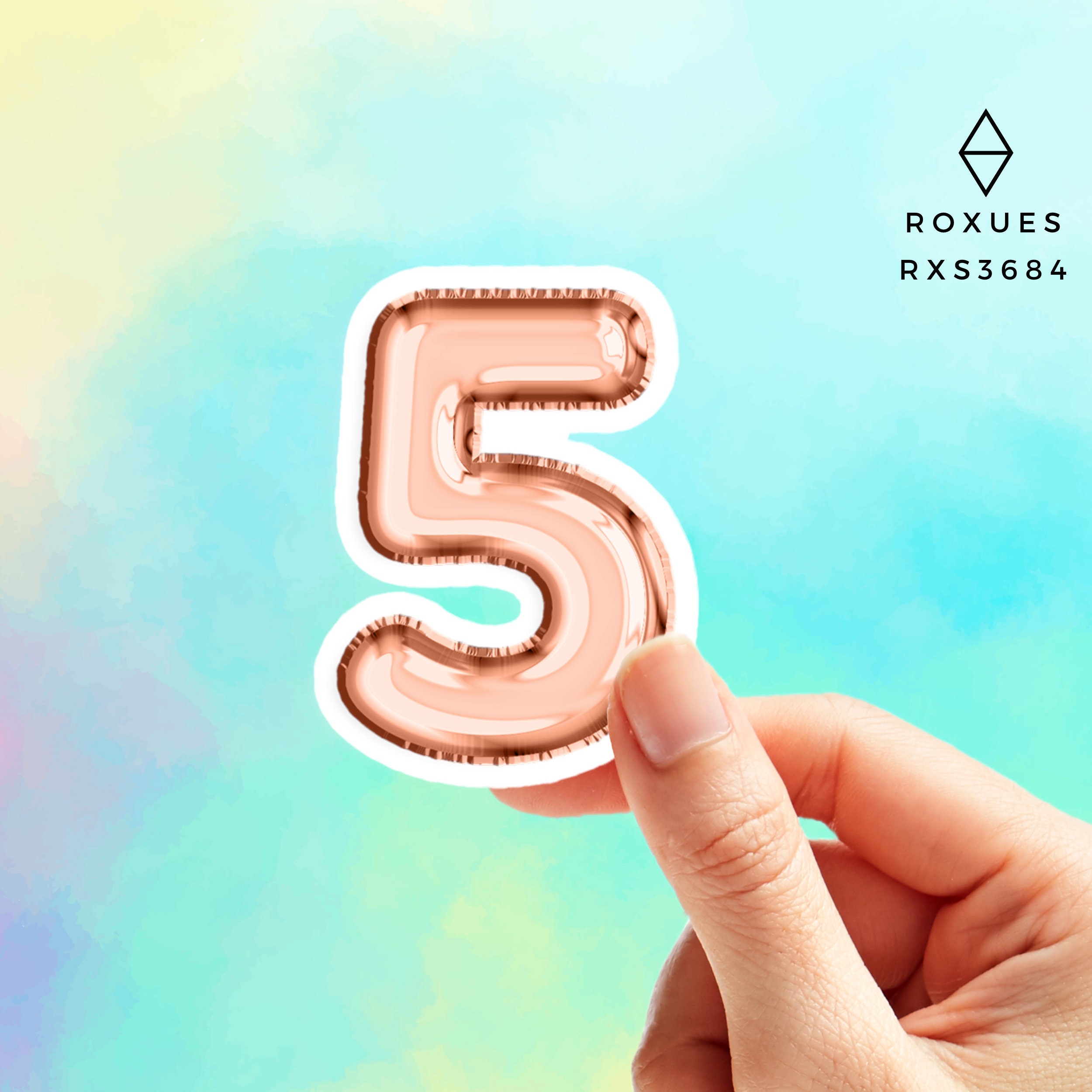 Balloon Number 5 Sticker Water Bottle Sticker Laptop | Etsy