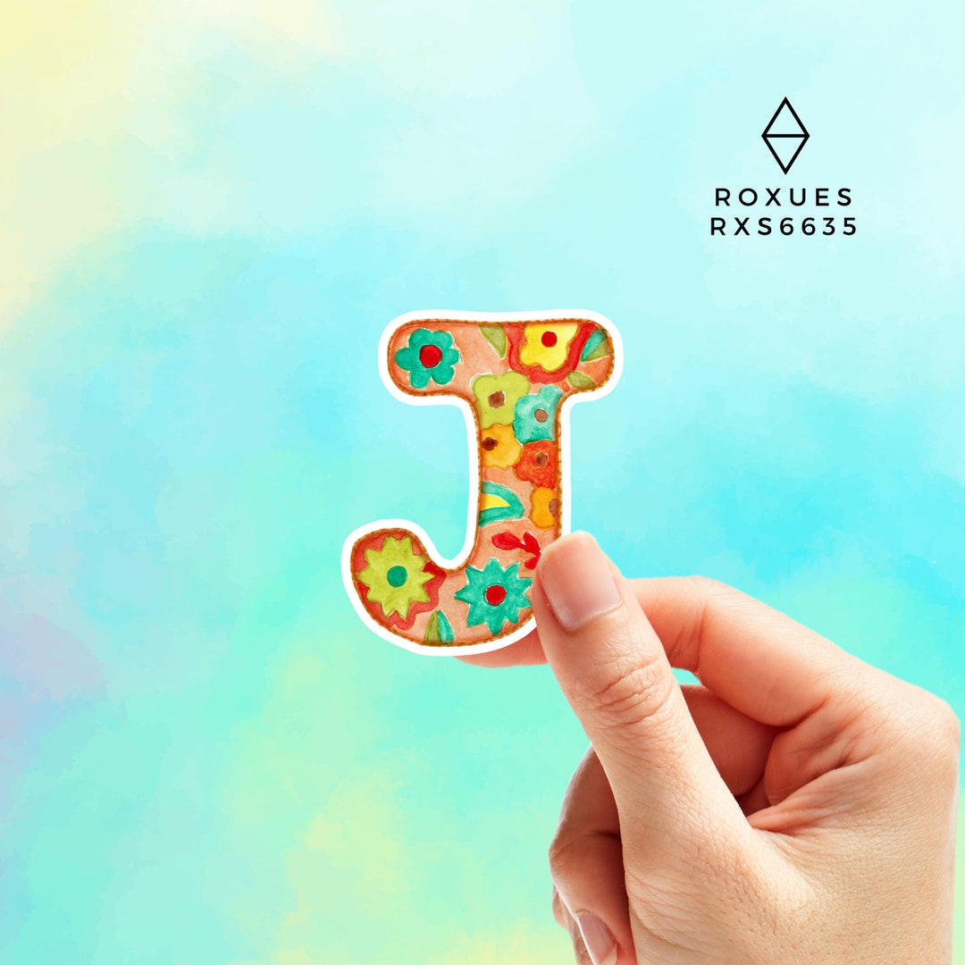 Mexican Embroidery Letter J Sticker, Water Bottle Sticker, Laptop ...