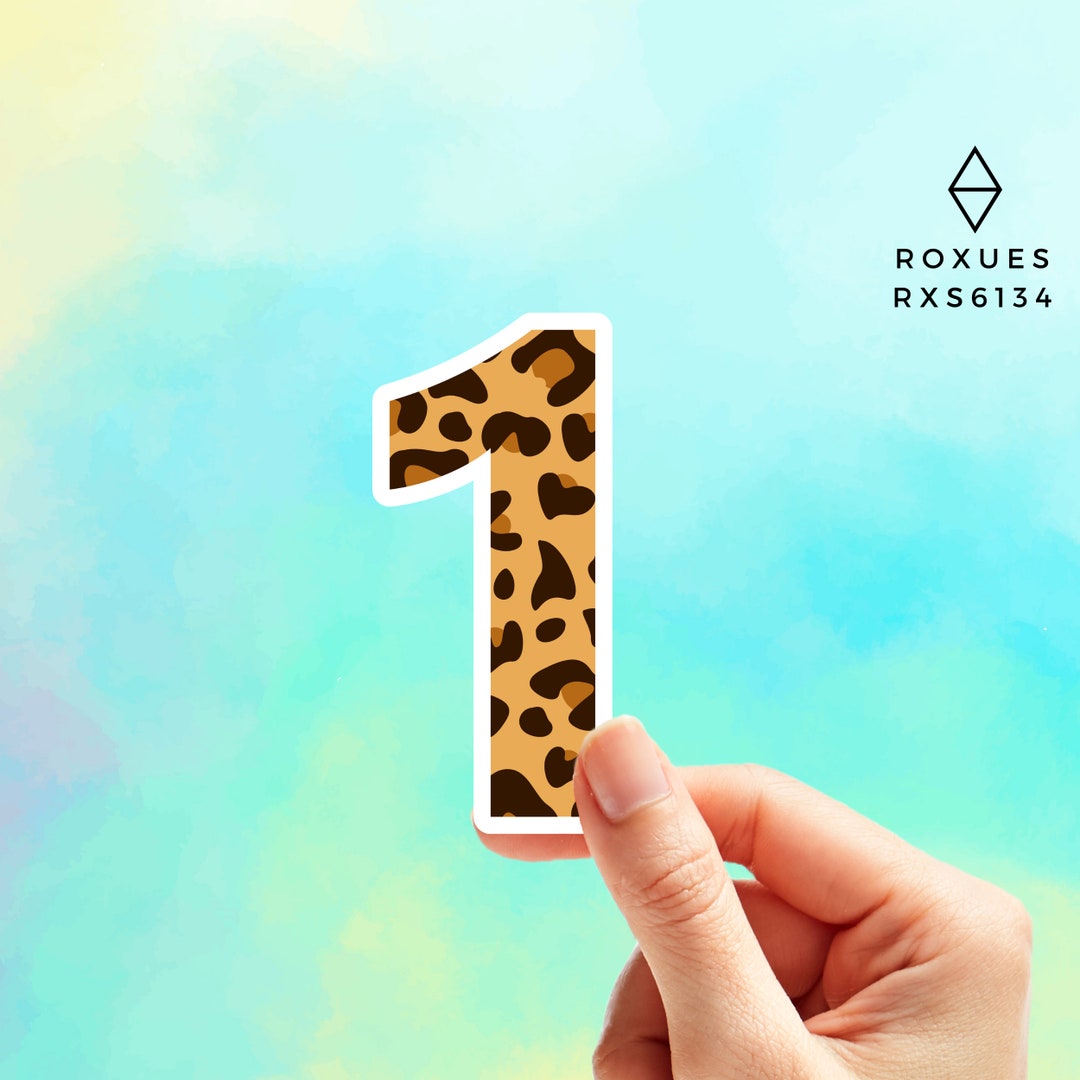 Leopard Print Number 1 Sticker, Water Bottle Sticker, Laptop Sticker ...