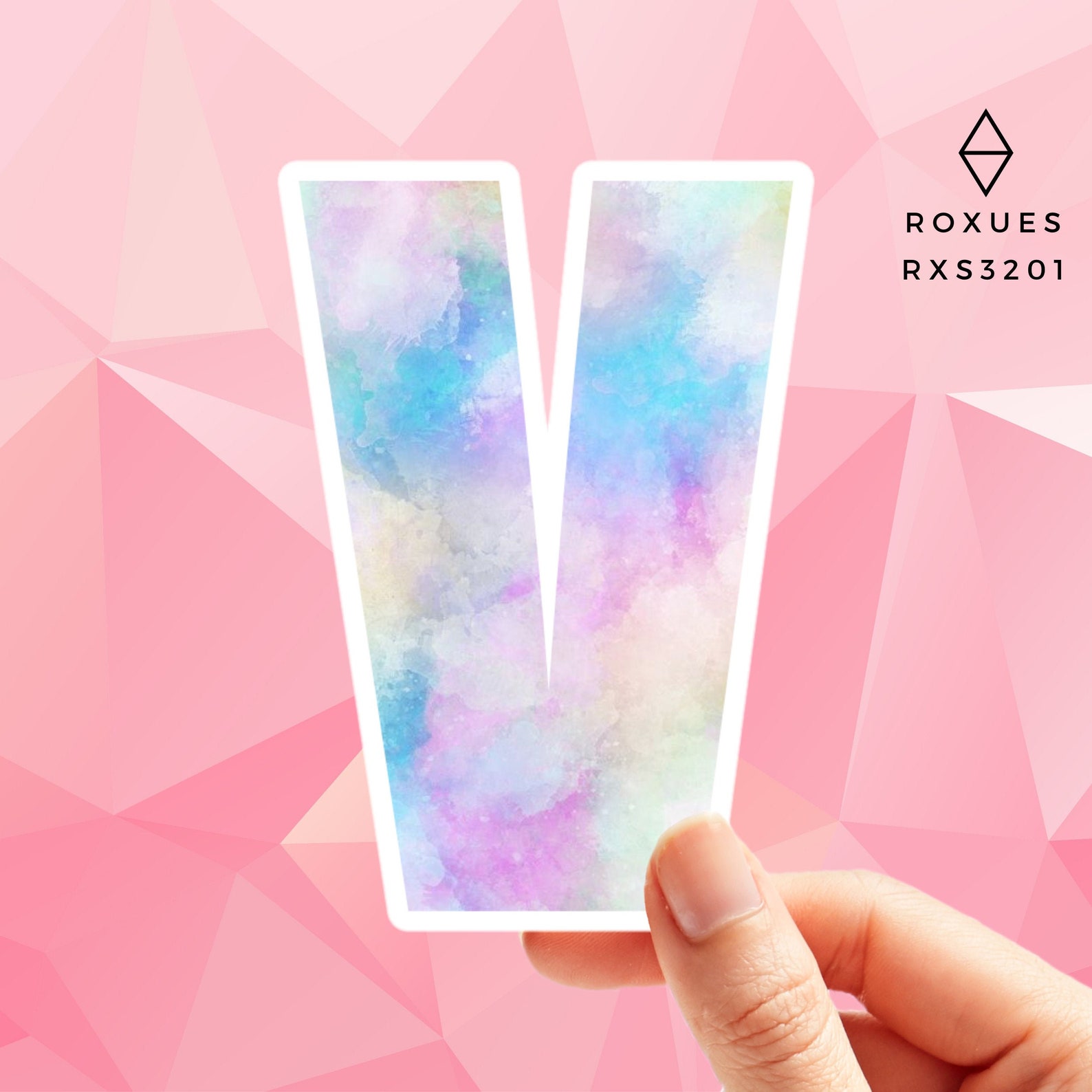 Letter v Watercolor Sticker, Water Bottle Sticker, Laptop Sticker, Name ...