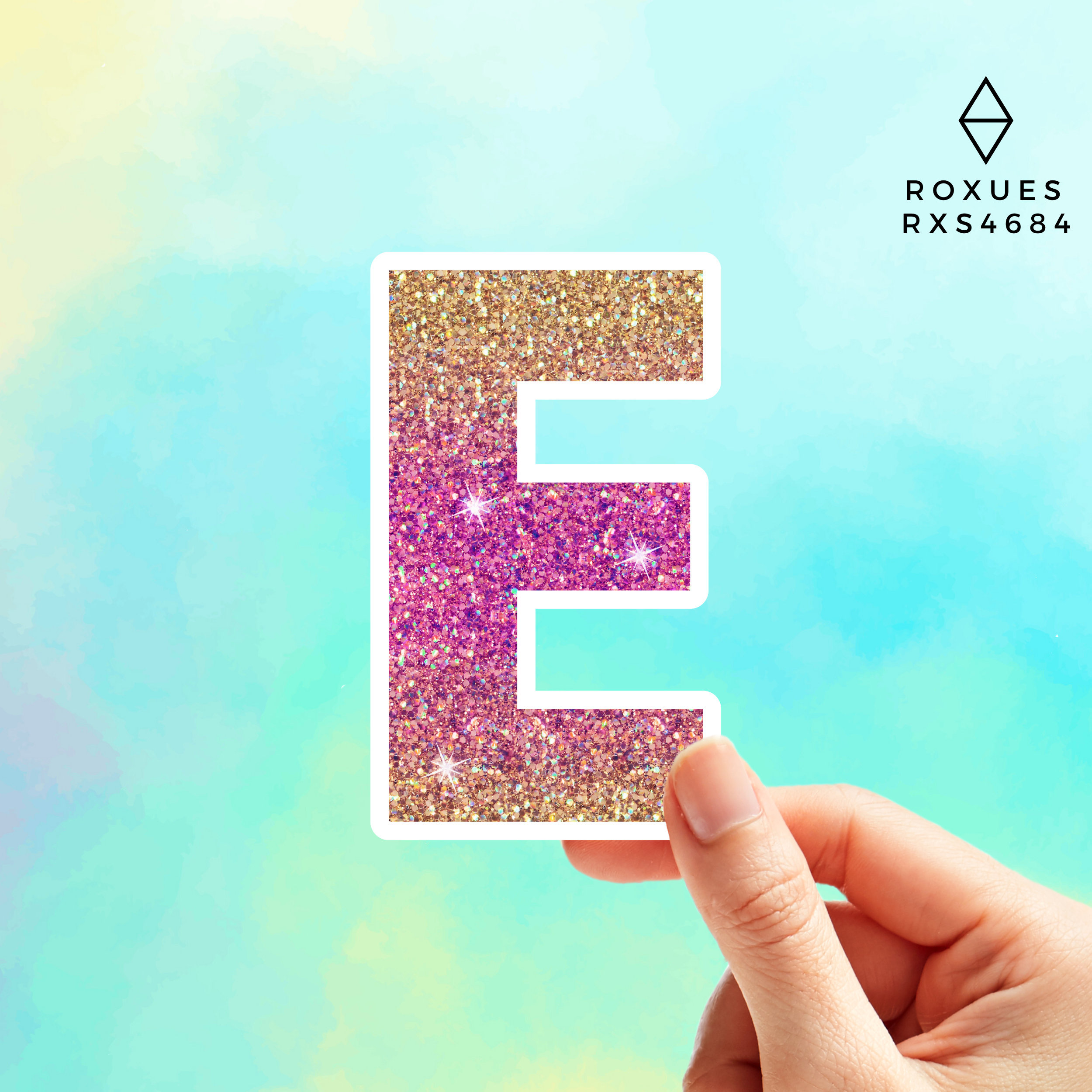 Printed Glitter Effect Letter E Sticker Water Bottle Sticker | Etsy