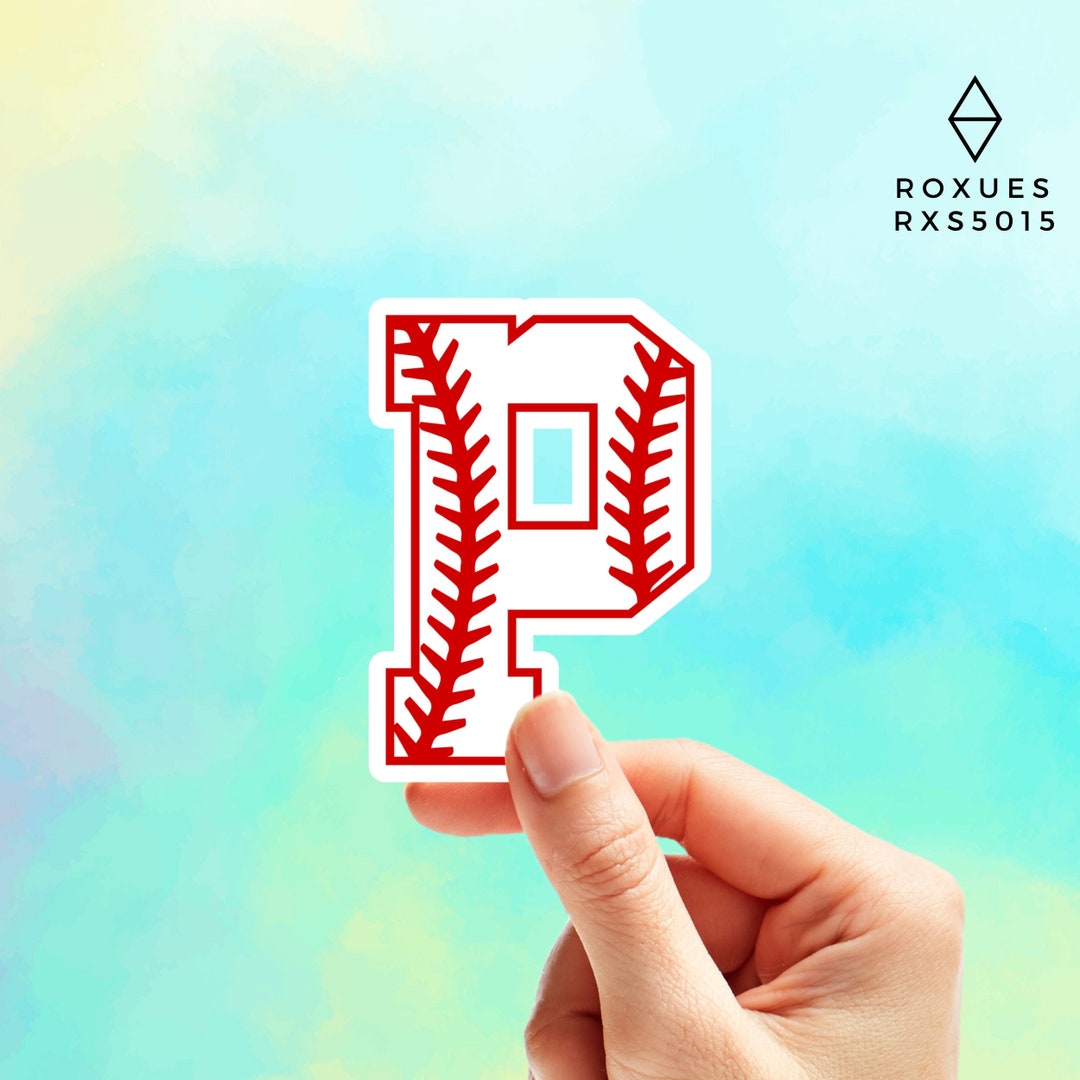 Baseball Letter P Sticker, Water Bottle Sticker, Laptop Sticker, Name ...