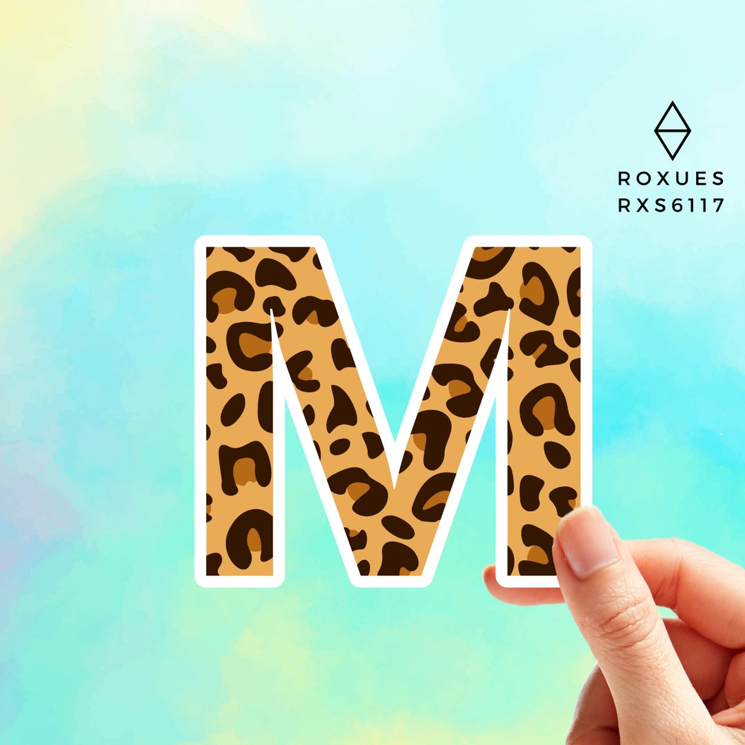 Leopard Print Letter M Sticker, Water Bottle Sticker, Laptop Sticker ...