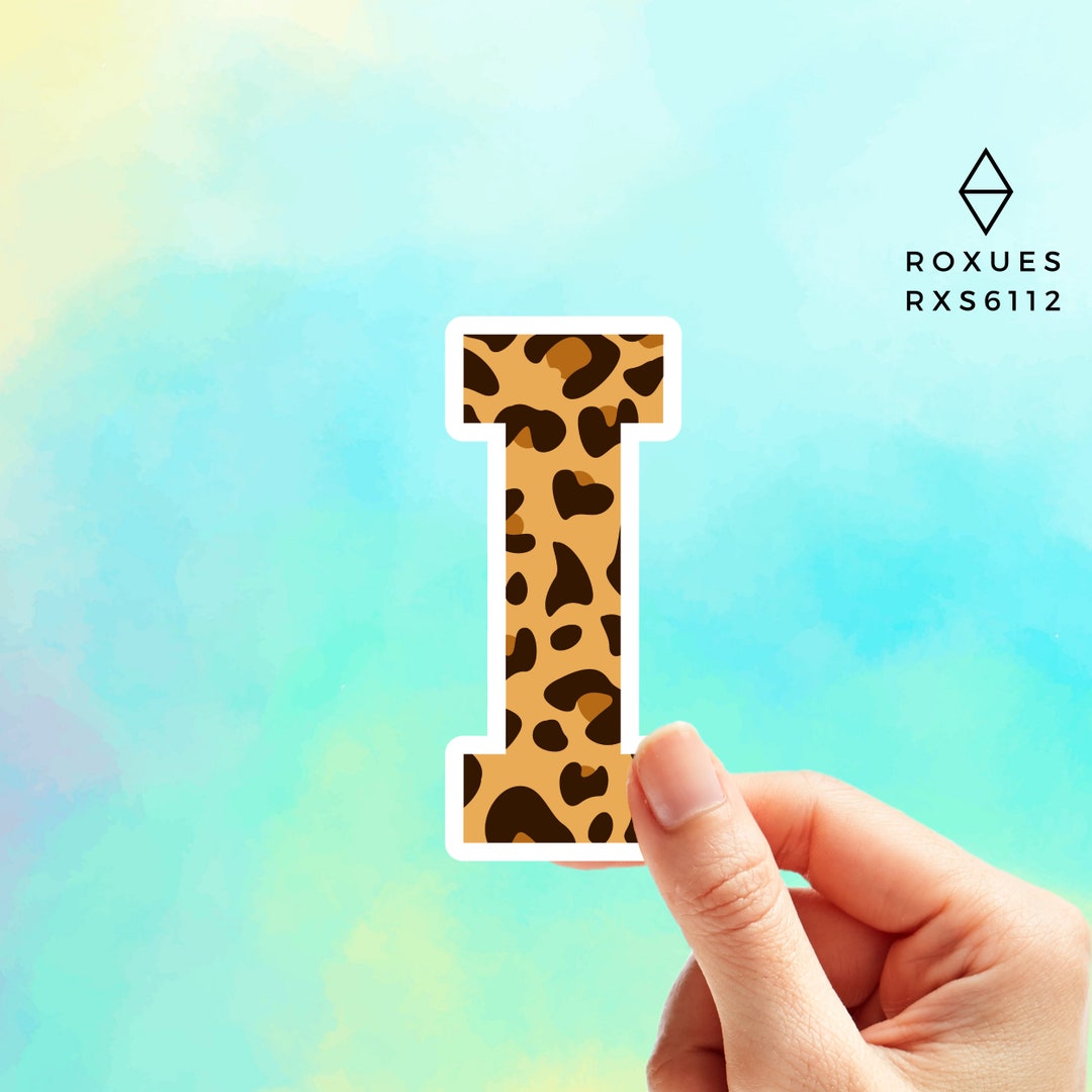 Leopard Print Letter I Sticker, Water Bottle Sticker, Laptop Sticker ...