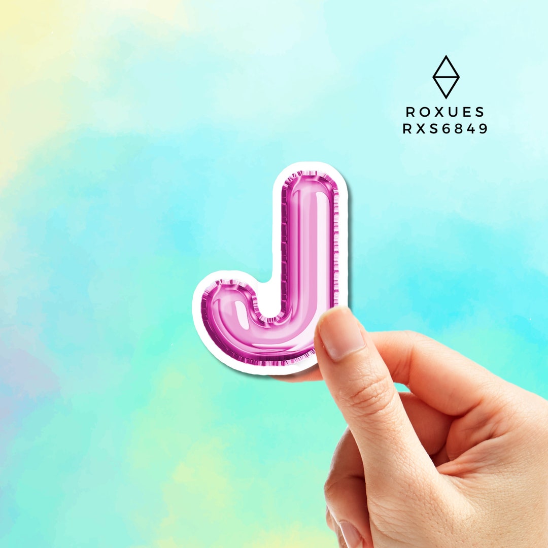 Foil Balloon Letter J Sticker, Water Bottle Sticker, Laptop Sticker ...