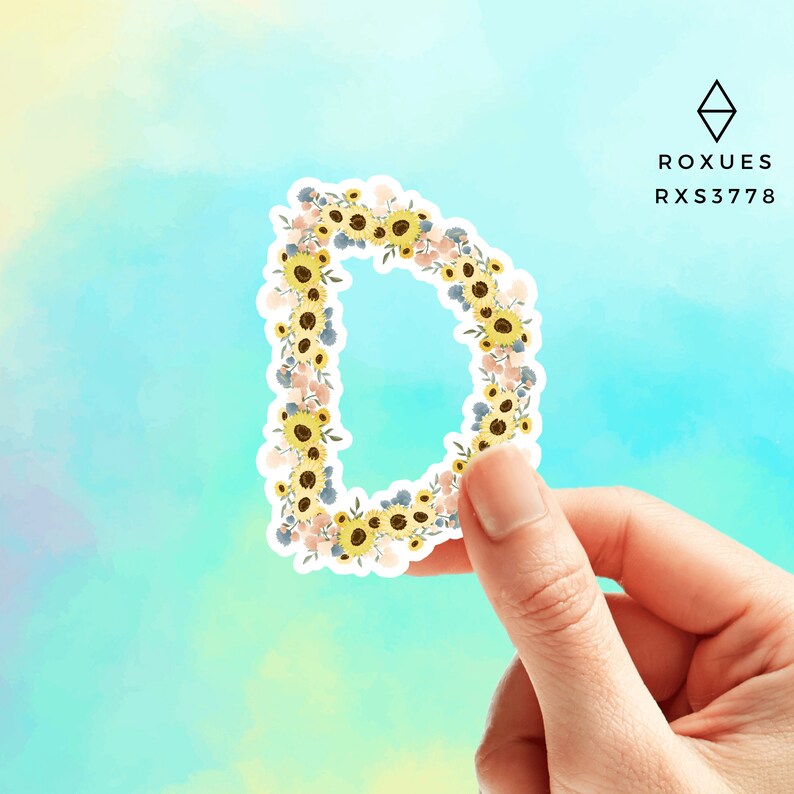 Sunflower Letters D Sticker Water Bottle Sticker Laptop | Etsy