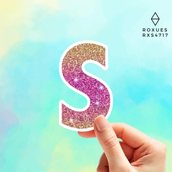 Printed Glitter Effect Letter S Sticker Water Bottle Sticker - Etsy