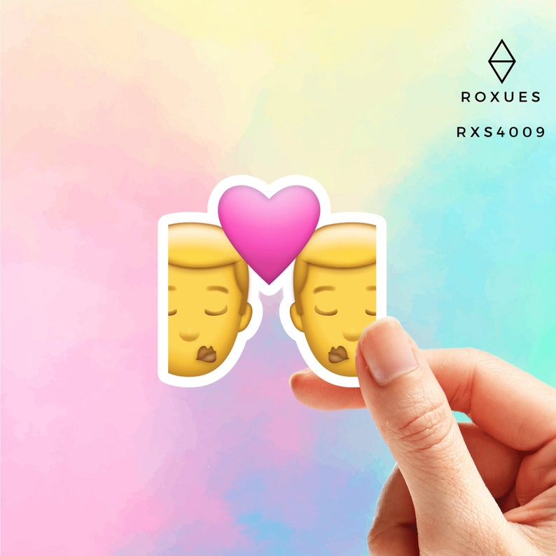 Two Men Kiss Sticker Emoji Faces Cool Stickers Whatsapp - Etsy