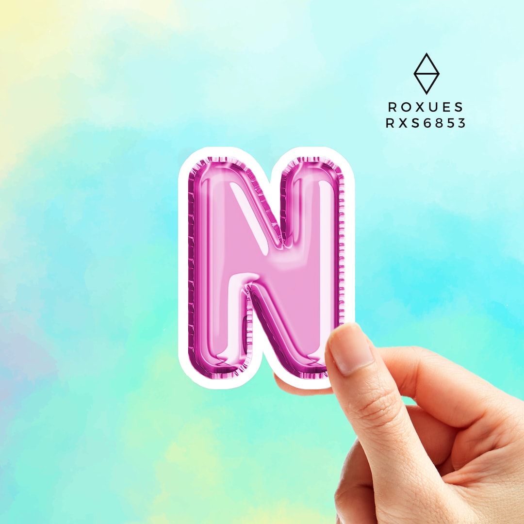 Foil Balloon Letter N Sticker, Water Bottle Sticker, Laptop Sticker ...