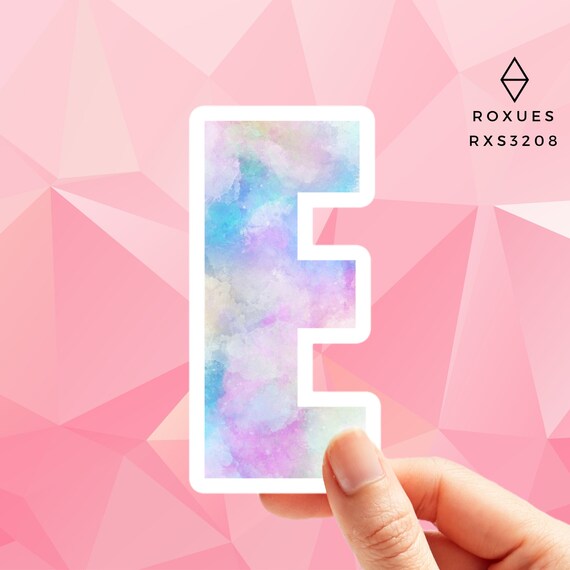 Letter e Watercolor Sticker Water Bottle Sticker | Etsy