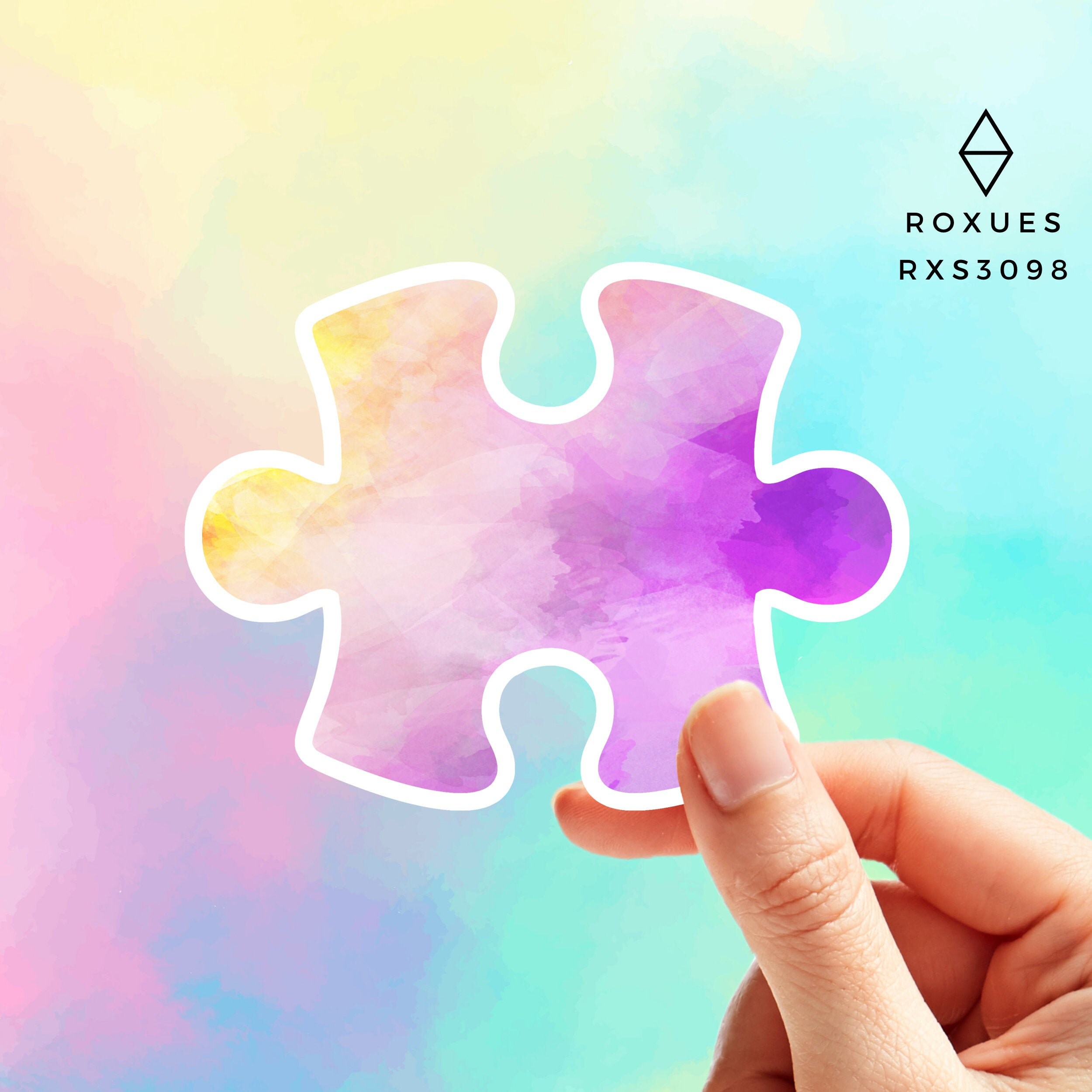 Puzzle Sticker, Puzzle Piece Sticker, Autism Sticker, Watercolor ...