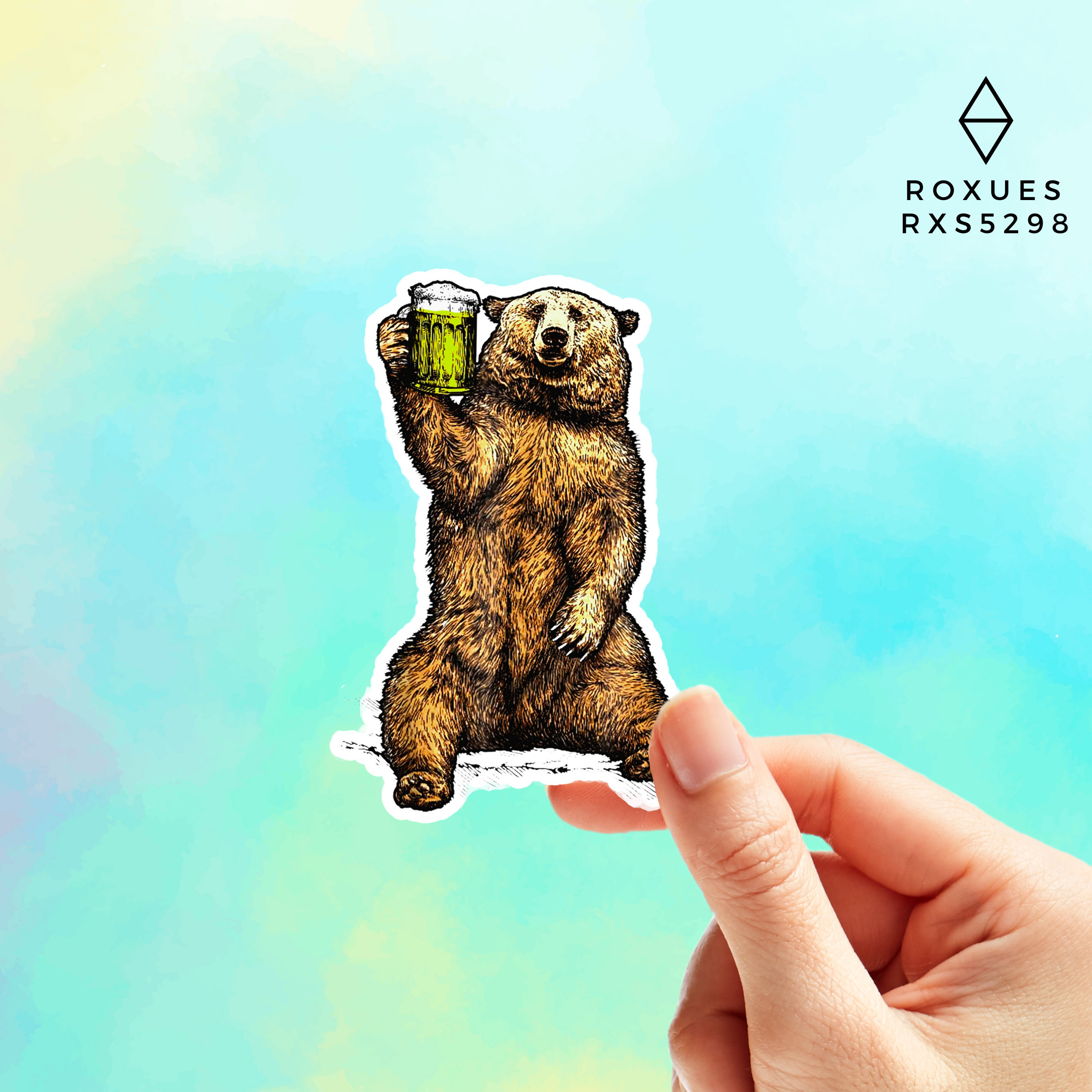 Bear Beer Sticker Vinyl Sticker Laptop Sticker Macbook - Etsy