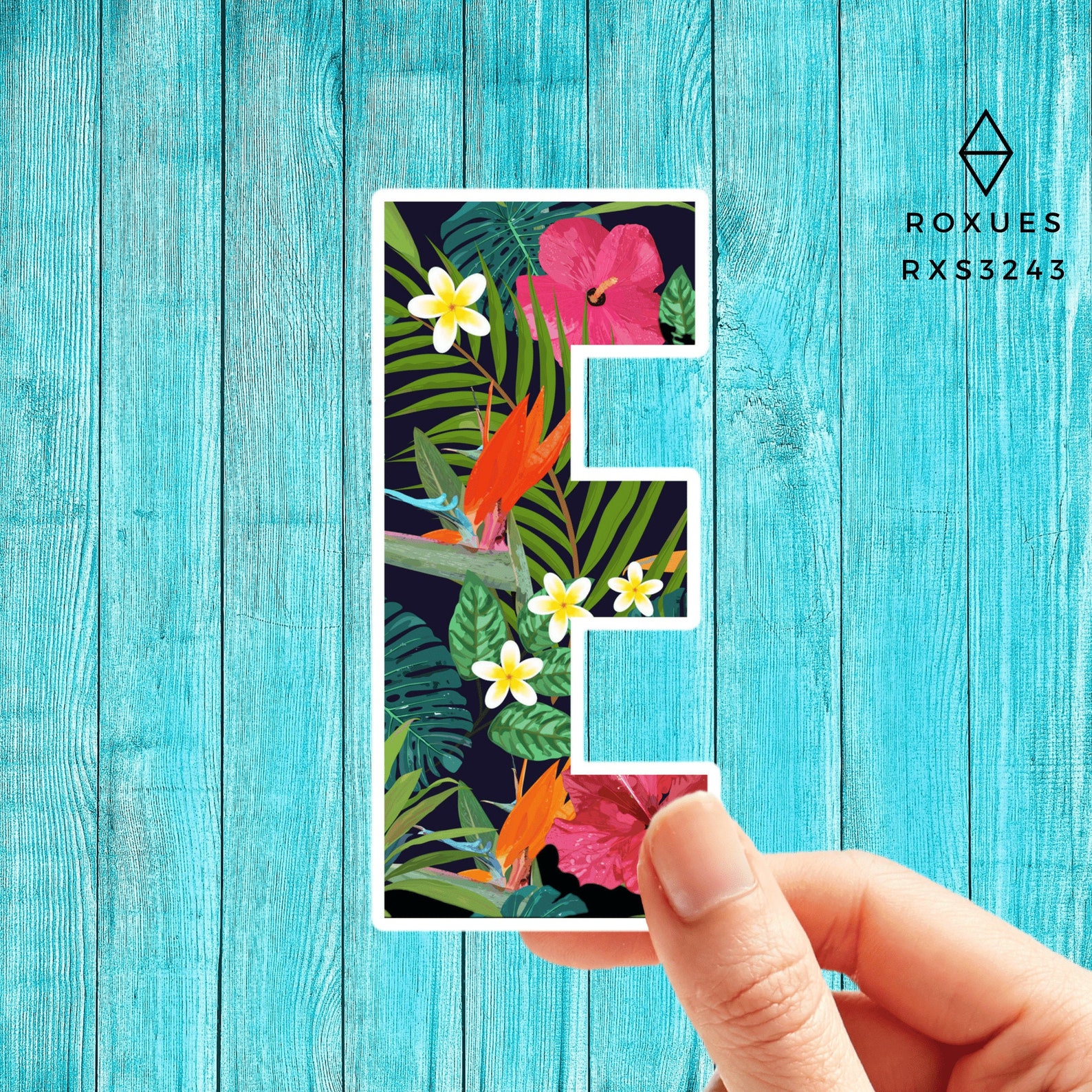 Letter e Tropical Sticker Water Bottle Sticker - Etsy