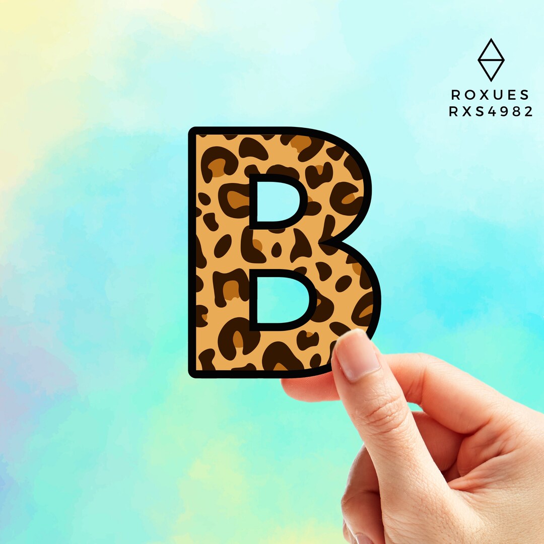 Leopard Print Letter B Sticker, Water Bottle Sticker, Laptop Sticker ...