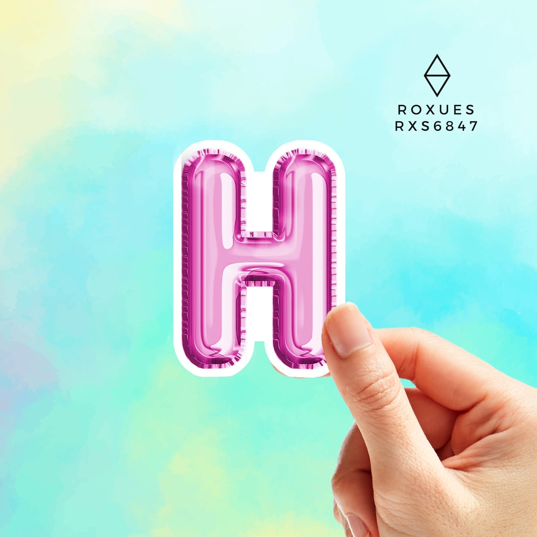 Foil Balloon Letter H Sticker, Water Bottle Sticker, Laptop Sticker ...